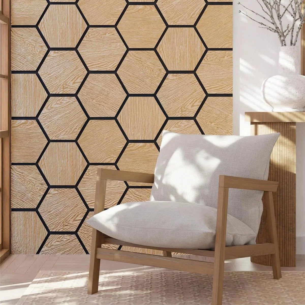 GRANDEUR® Acoustic Hexagon Wall Panel 70 x 60cm - Natural Oak ...